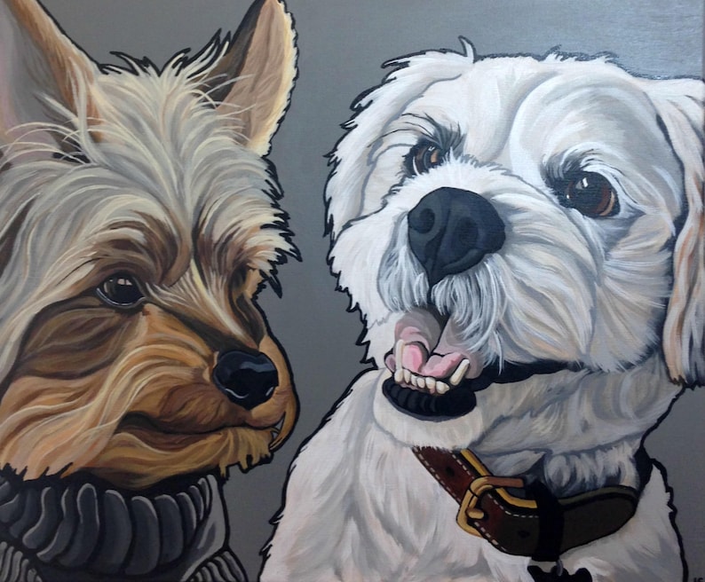Custom Pet Portrait Pet Portrait Multiple Pet Portrait Dog | Etsy