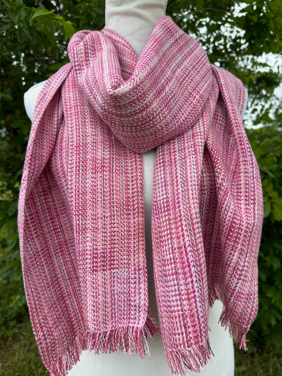Handwoven Long Scarf With Fringe "signs of Spring” Handdyed Cotton - Etsy