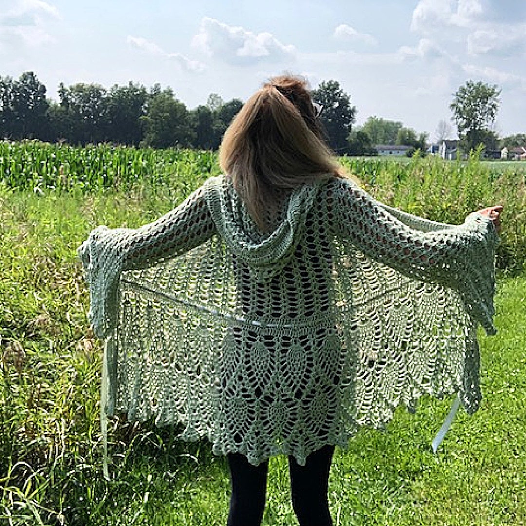 Sage Green Crocheted Long Festival Sweater, Crocheted Festival Jacket ...