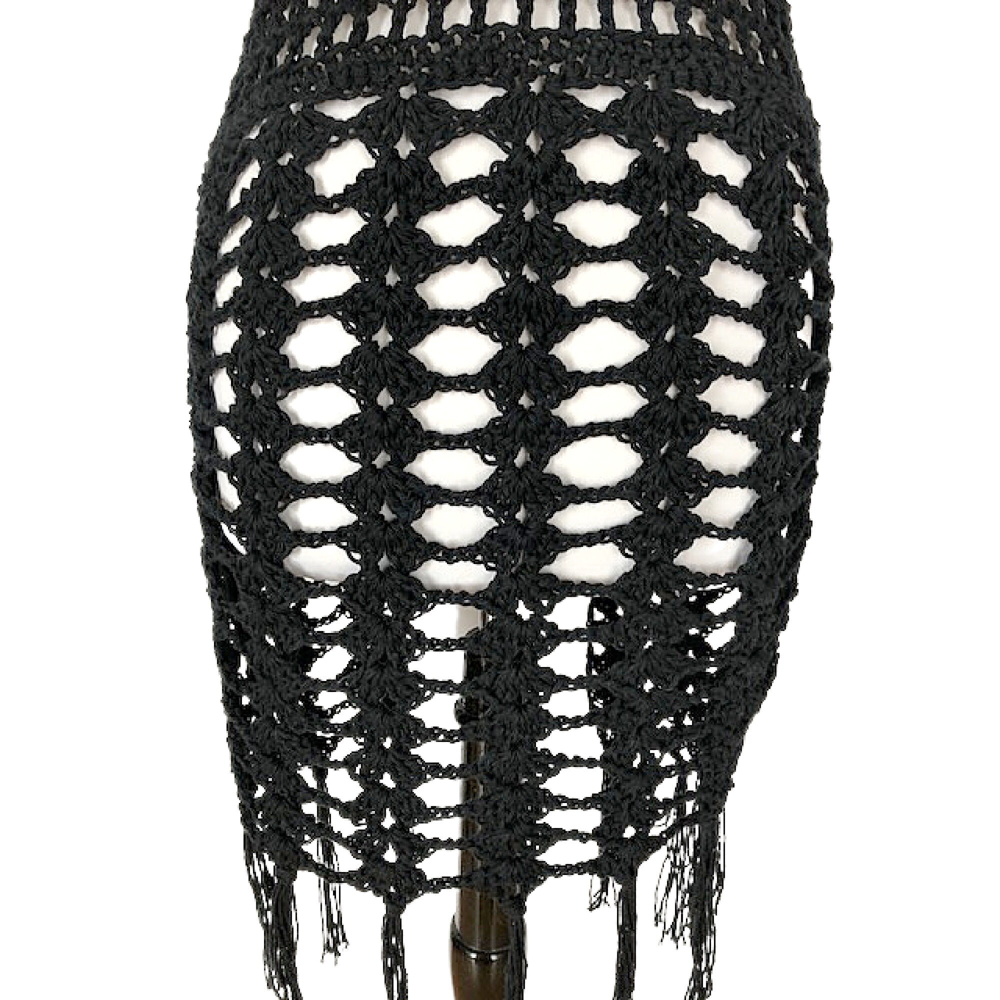 Crocheted Beach Cover-up Black Crochet Beach Dress Boho - Etsy