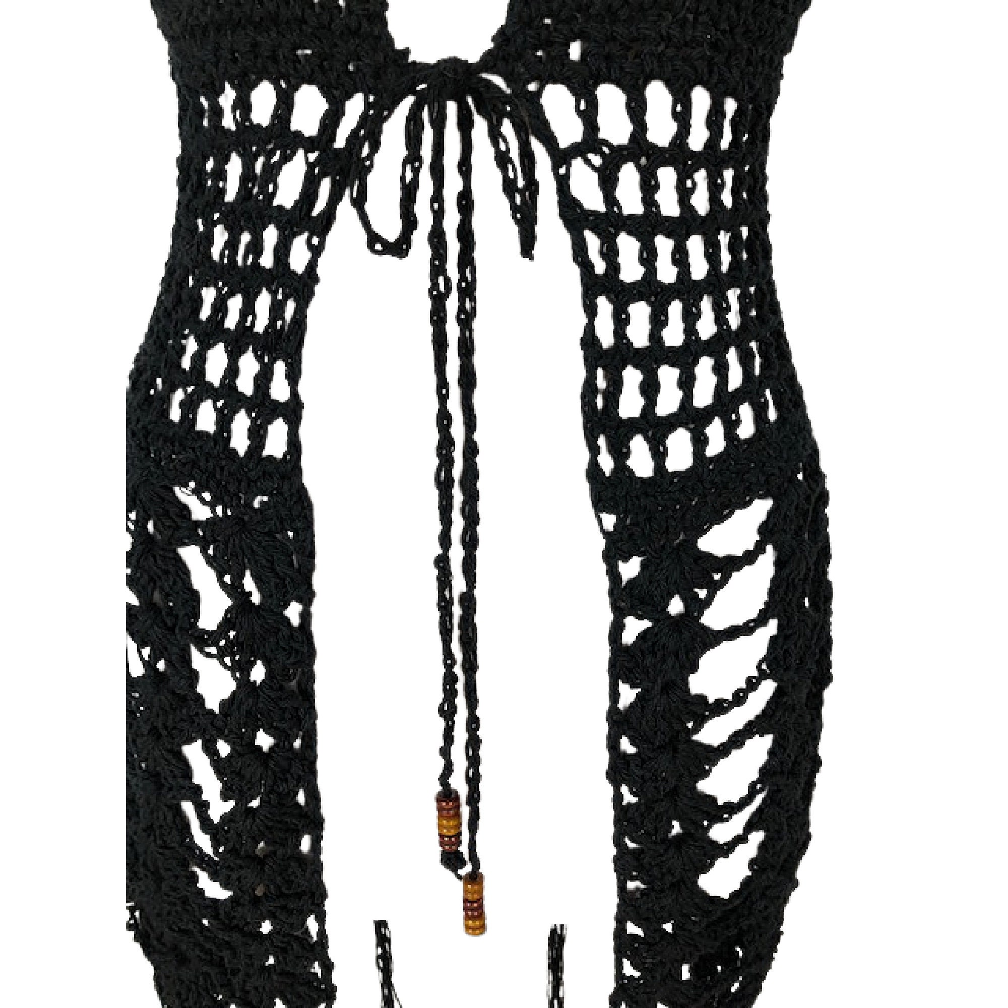 Crocheted Beach Cover-up Black Crochet Beach Dress Boho - Etsy