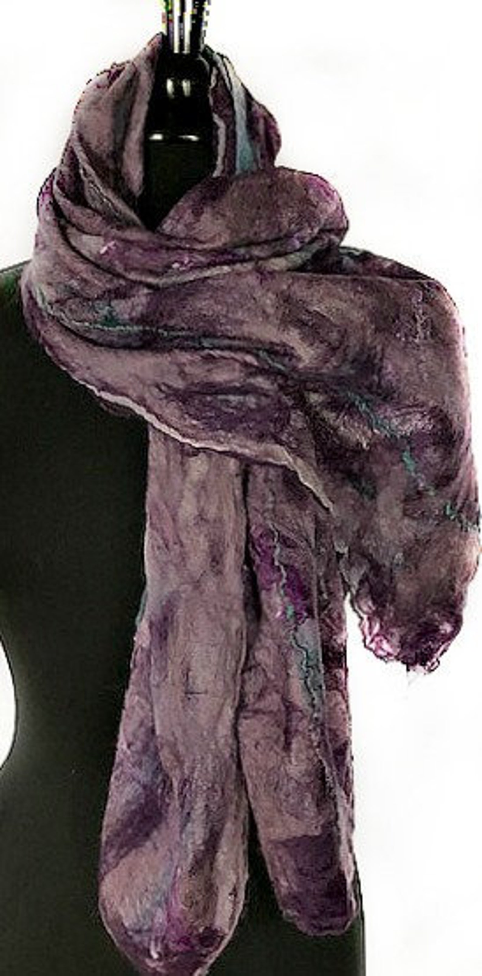 Purple Felted Scarf, Felted Wrap, Deep Purples + Turquoise Wrap ...
