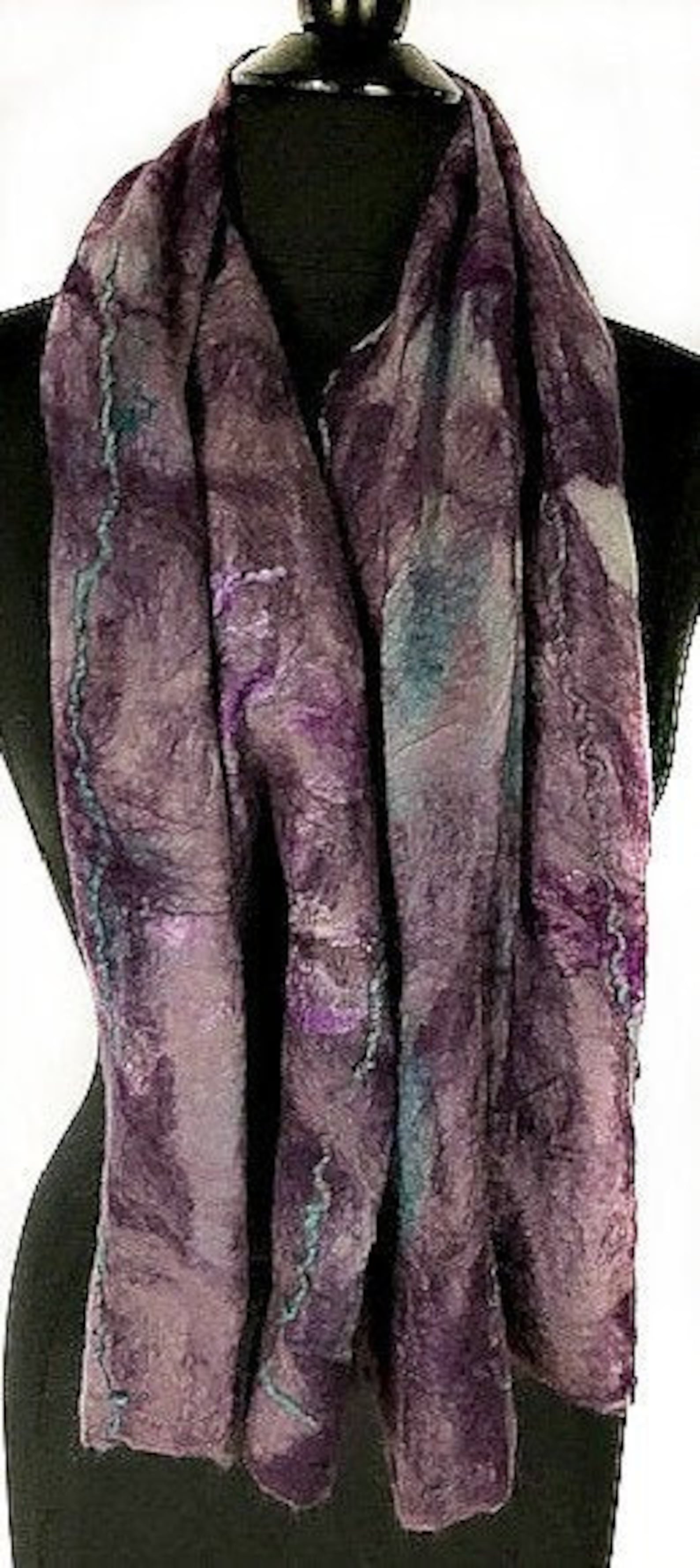 Purple Felted Scarf, Felted Wrap, Deep Purples + Turquoise Wrap ...