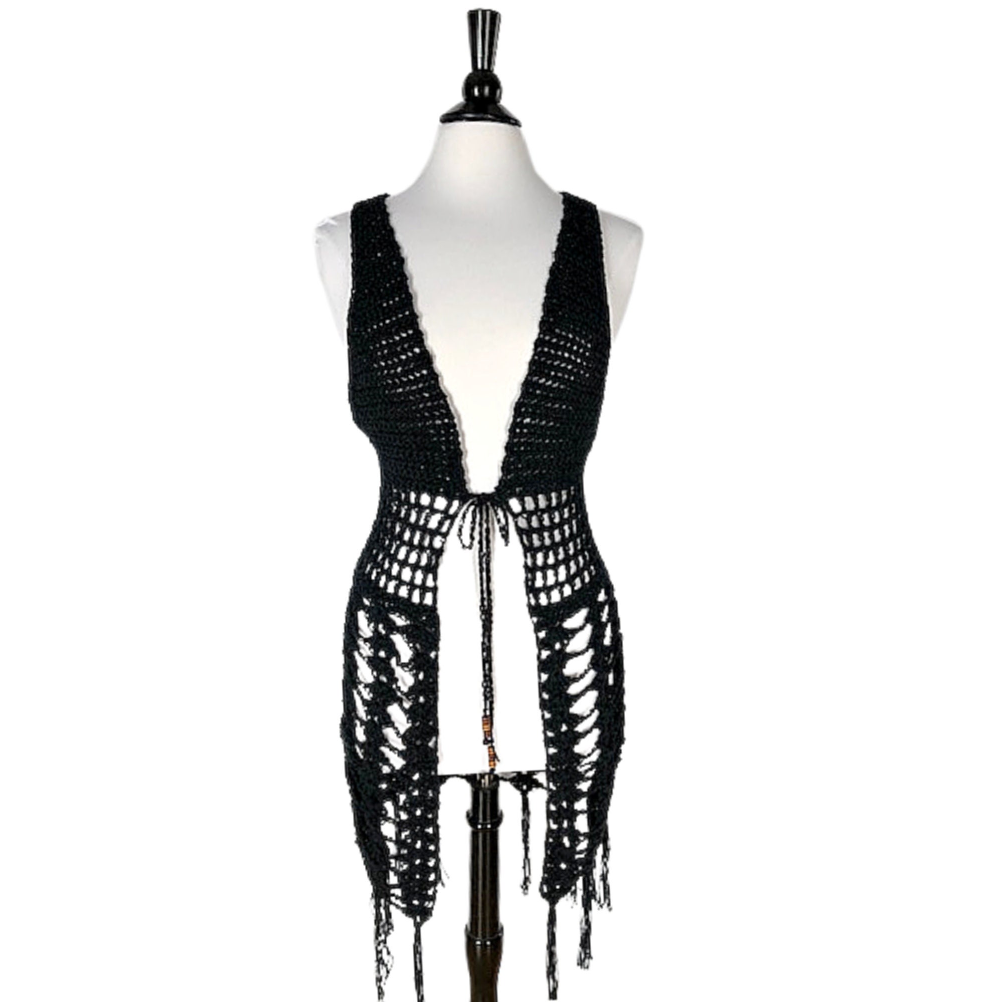 Crocheted Beach Cover-up Black Crochet Beach Dress Boho - Etsy