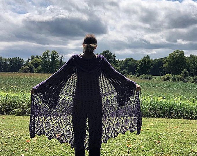 Purple Crocheted Long Festival Sweater, Crocheted Festival Jacket ...