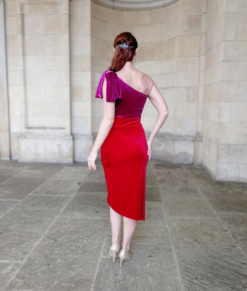 Velvet Dress, Tango Dress, Cocktail Dress, Party Dress, One Shoulder ...