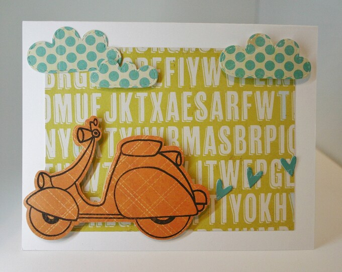Orange Scooter Card Friendship Card Scooter Rally Card Thinking of You ...