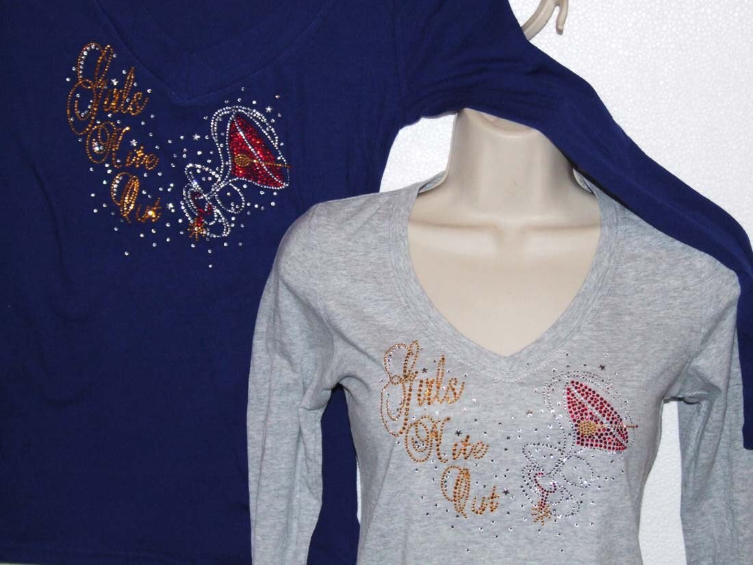 Bling tops rhinestone tops v neck tops ladies party top long sleeve ...