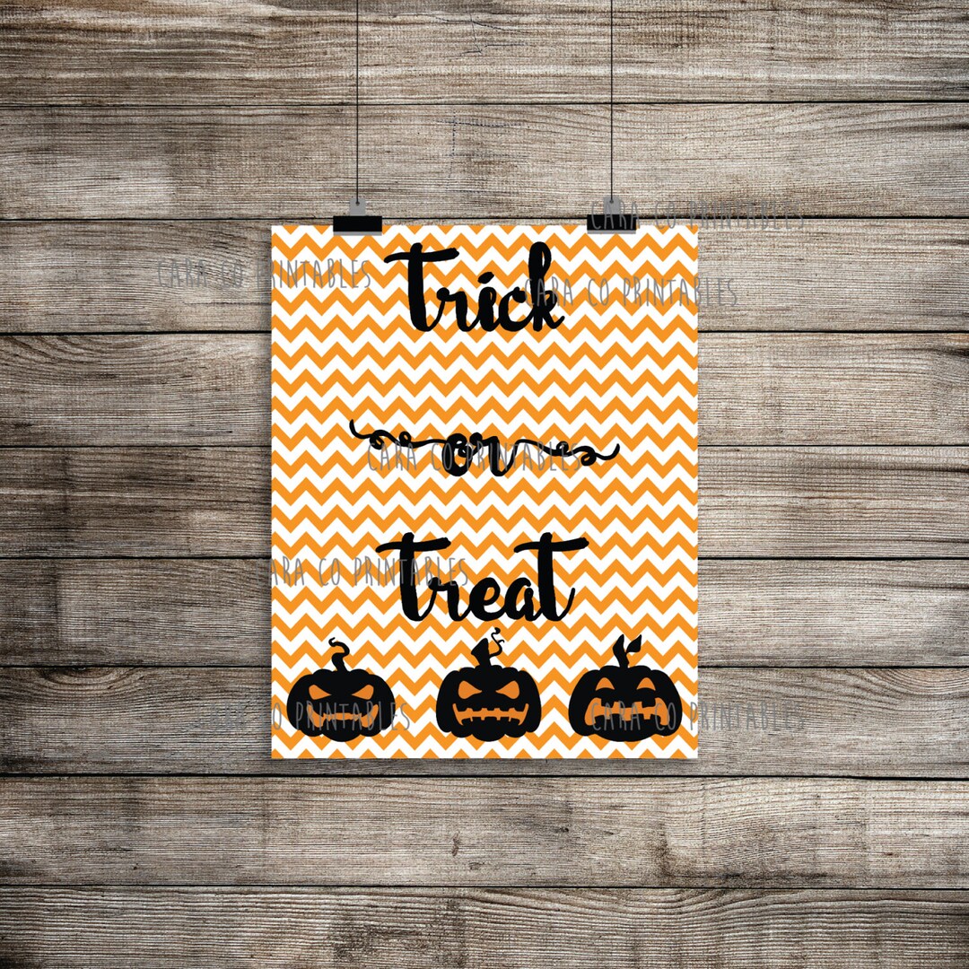 Trick or Treat Pumpkin Jackolantern Print, Halloween Wall Decor ...