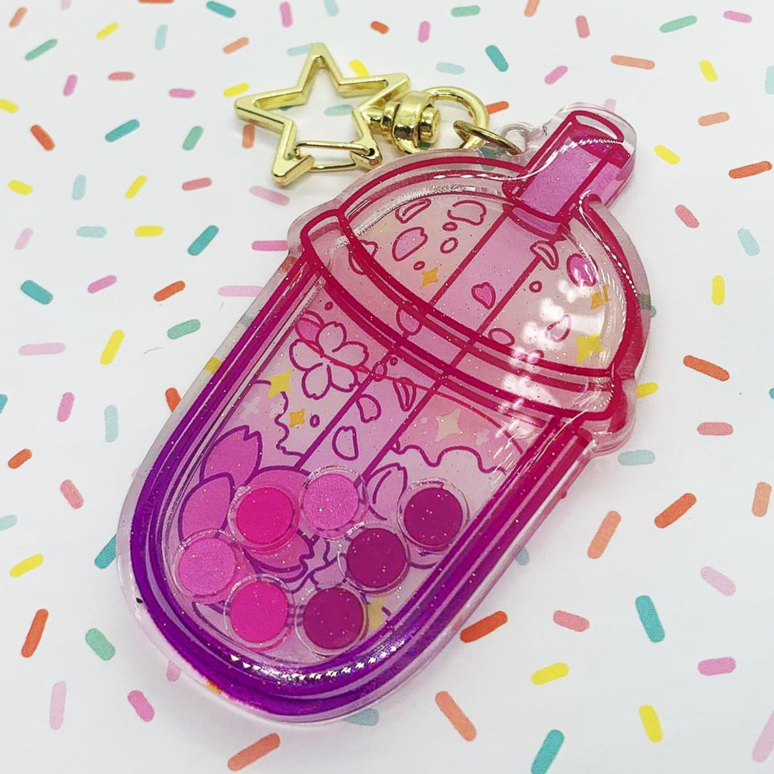 Glitter Epoxy Double Sided Boba Tea Shaker Keychain Charm - Etsy