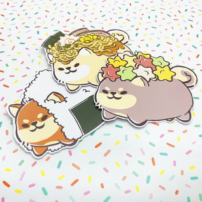 Japanese Snack Shiba - Mix N' Match 10 Cute Treat Dog Designs (takoyaki ...
