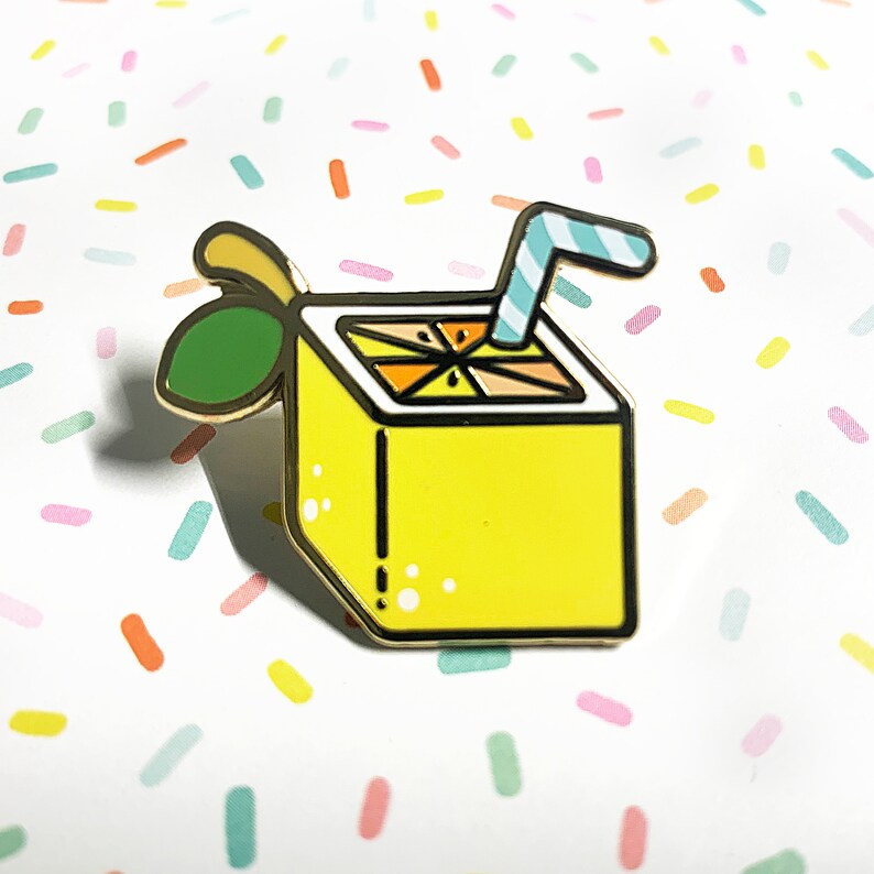 Juice Box Hard Enamel Gold Pin Lemon Watermelon Apple - Etsy