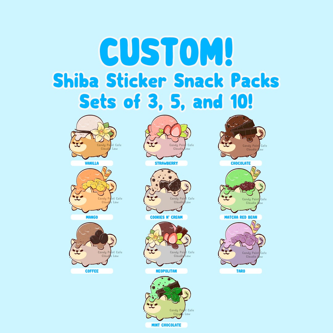 Custom Shiba Snack Packs - Sets of Any 3, 5, 10 Stickers (sushi ...