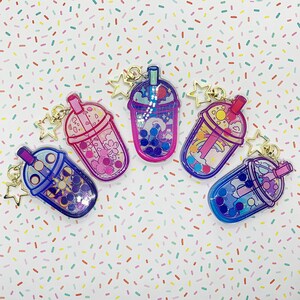 Glitter Epoxy Double Sided Boba Tea Shaker Keychain Charm - Sakura ...
