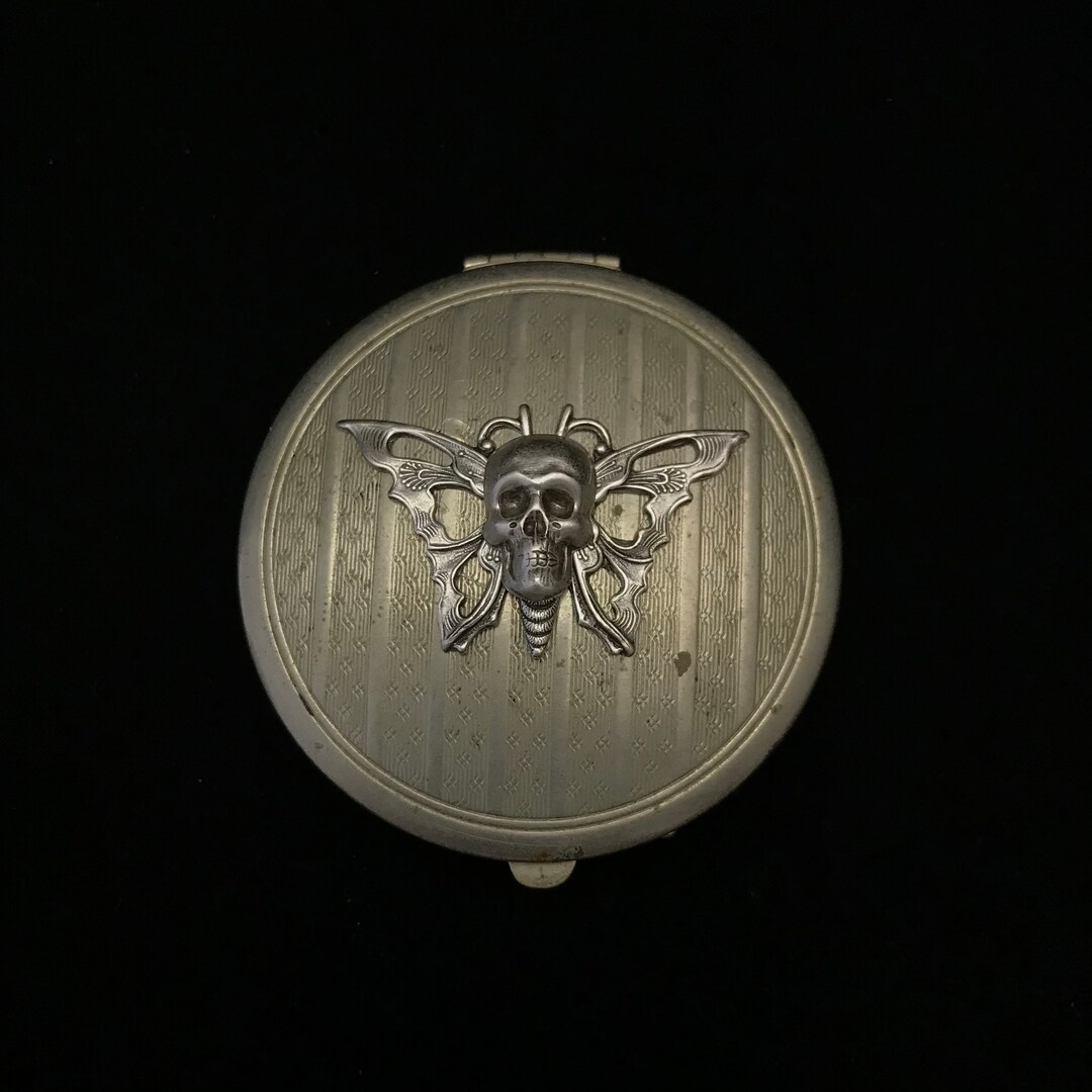 Death Head Moth SMALL Vintage Compact//skull on 20s Pill Box//skull ...