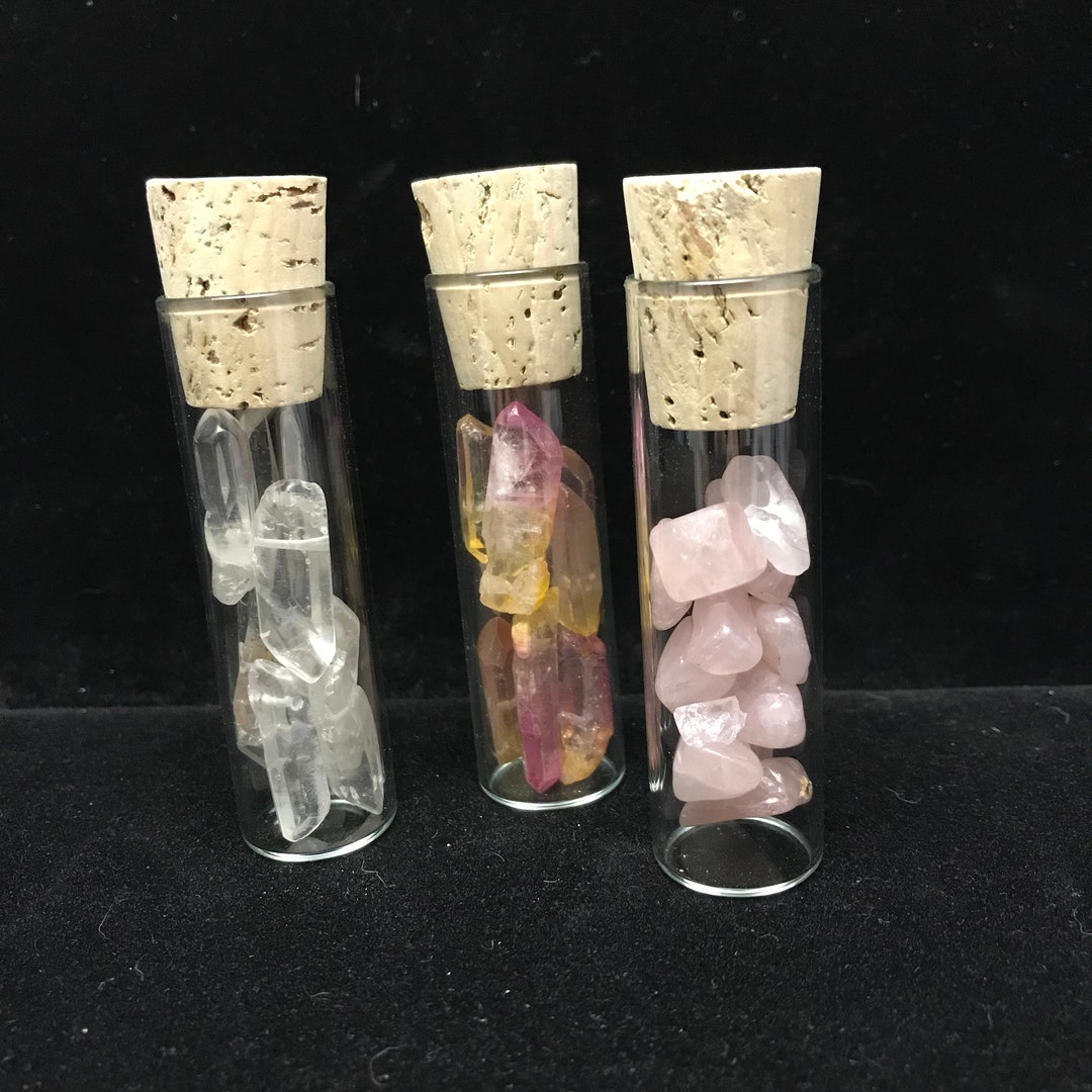 Set of 3 Mineral Collection Glass Vials//rose Quartz,pink Crystals ...