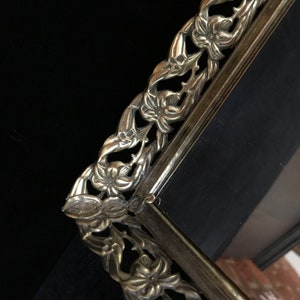 Bat on Long Vintage Mirror Vanity Tray//gold Brass Bat on Vintage ...