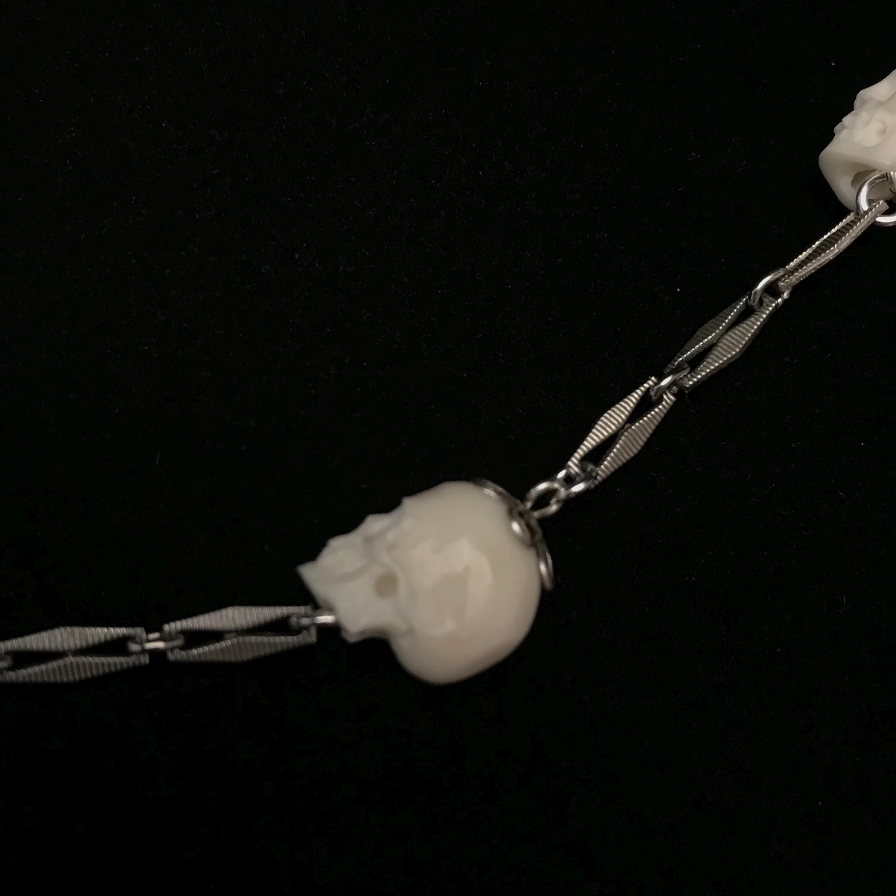 Vintage Chain, Carved Bone Skull Choker//bone Skulls 17.5" Vintage ...