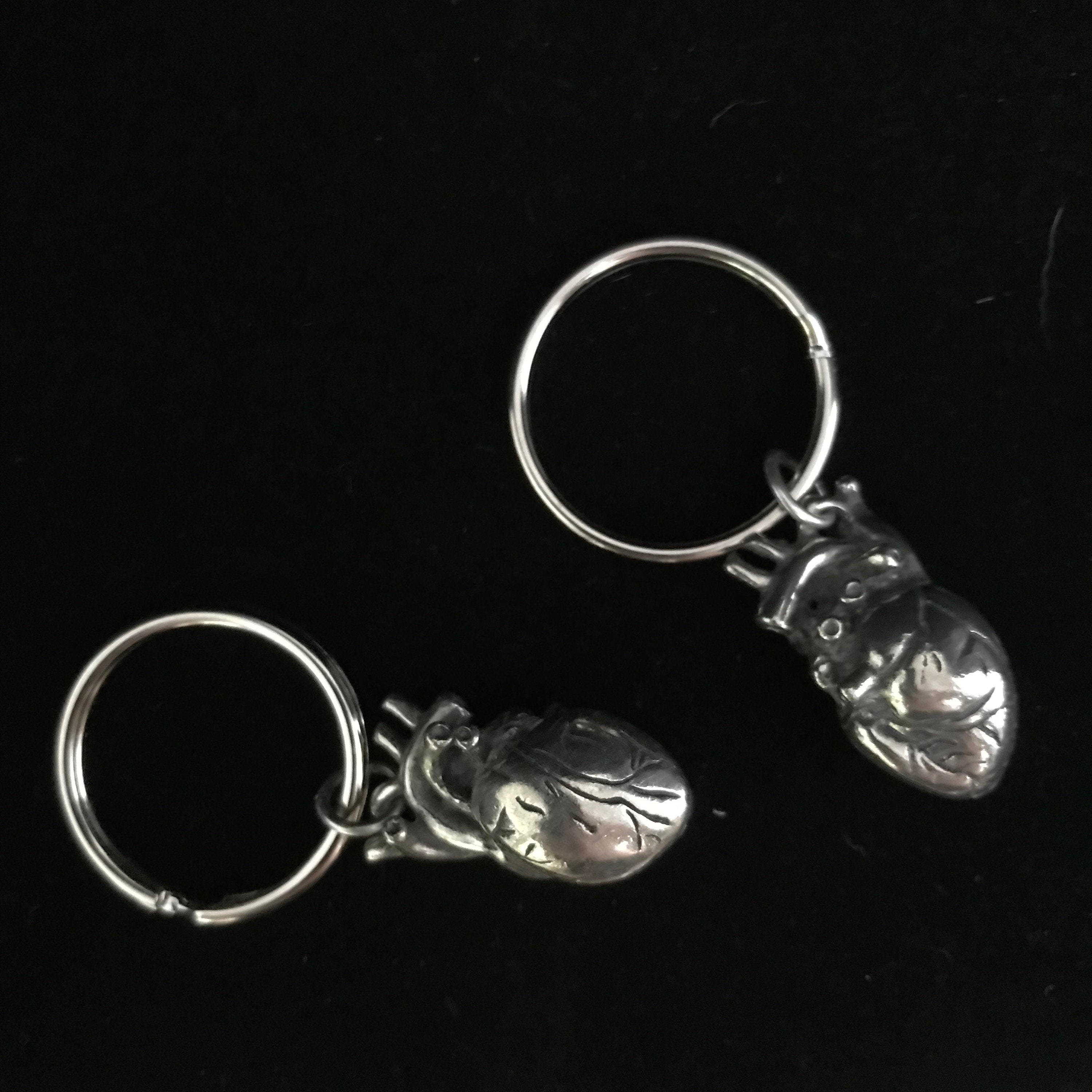 PAIR of Heart Keyrings//anatomical Heart Key Rings//human - Etsy