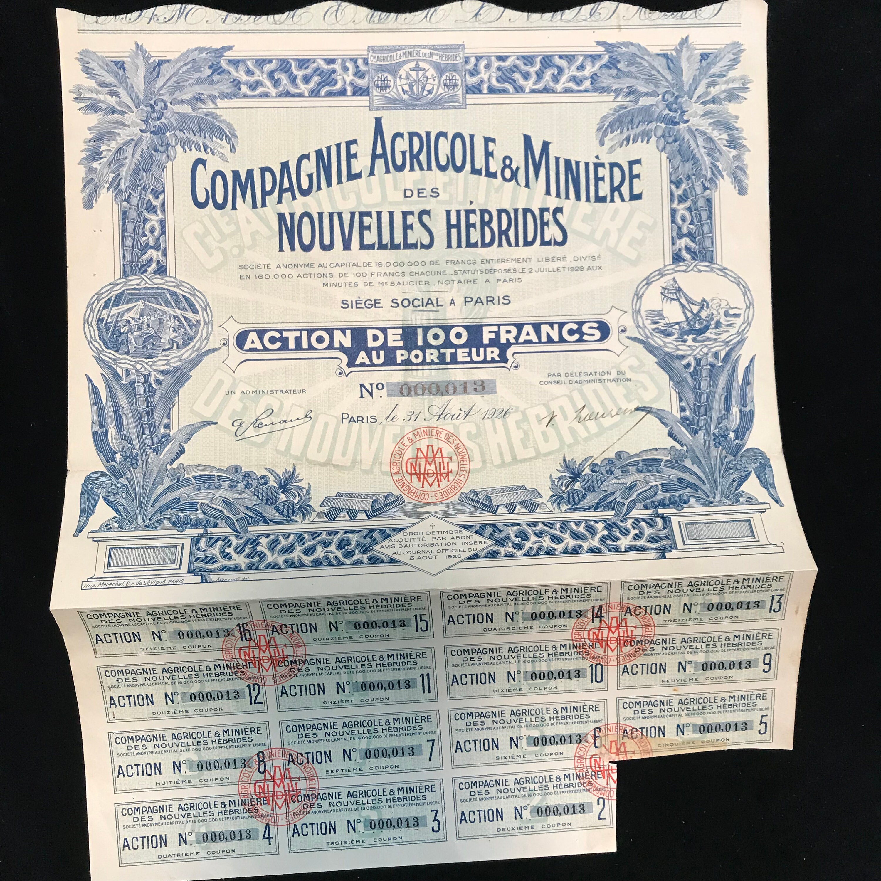 Antique French Mine Deed Lithograph Print, C.1926 (10.5x9) - Etsy