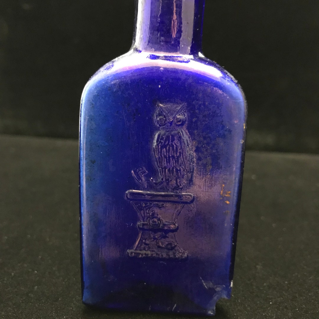 Vintage Poison Bottle-damaged//vintage Owl Drugs Poison Bottle//corked ...
