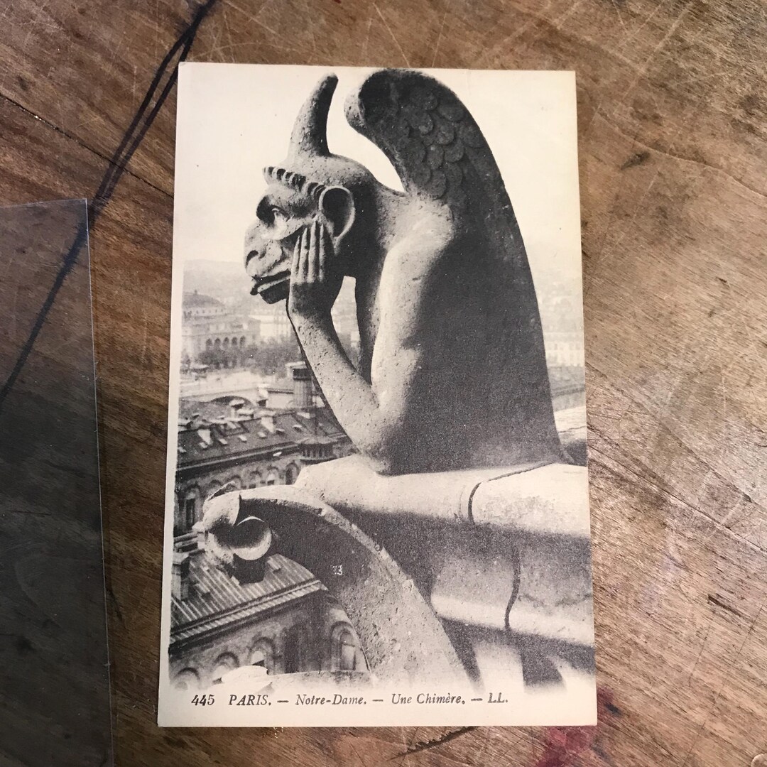 FOUR Vintage Gargoyle Postcards//vintage Notre Dame Gargoyles Postcard ...