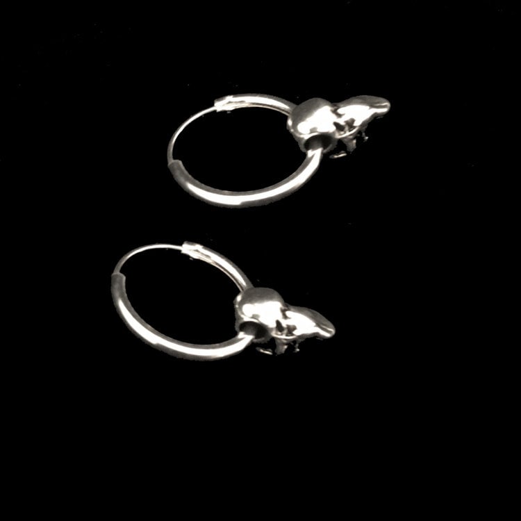 Pair Silver Plated Screaming Skull Sterling Silver Hoop - Etsy