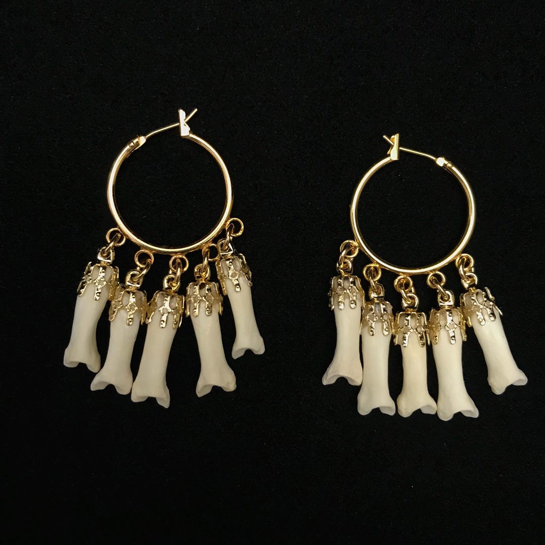 Real Coyote Toe Bones on 12K Gold Filled Hoop//real Bones on 1 Inch ...