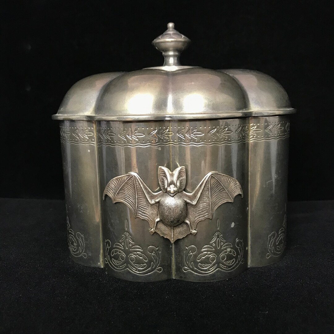 Silver Bat Box//bat Trinket Box//antiqued Silver Bat on Victorian Style ...