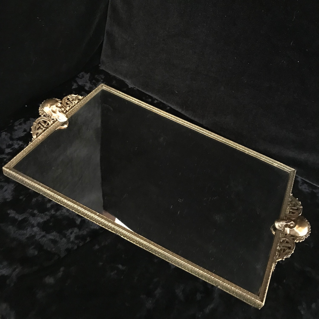 Skull Vanity Tray//antiqued Gold Skulls on Vintage Victorian Style ...