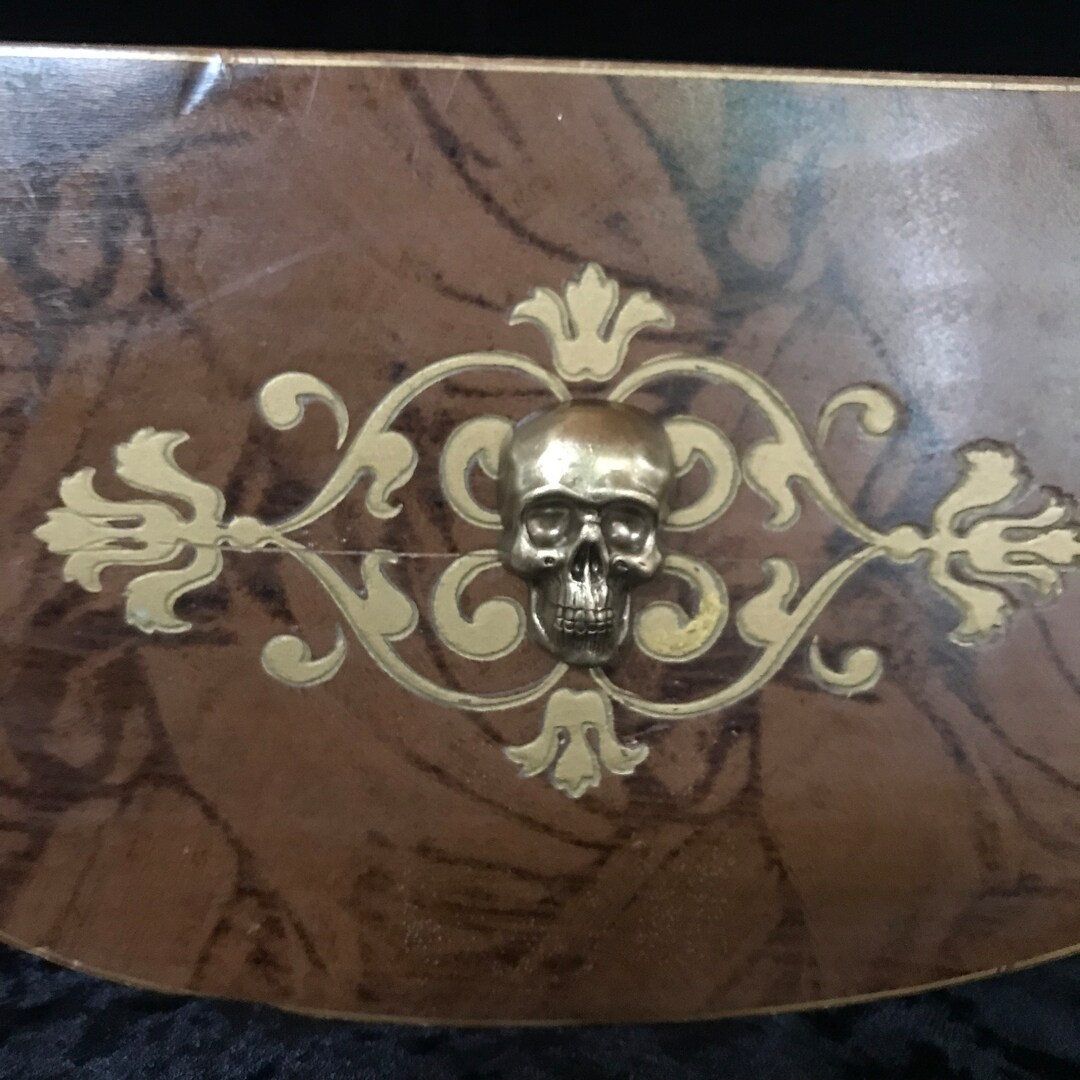 Wood & Gold Skull Jewelry Box//large Skull Jewelry Box//mens Jewelry ...