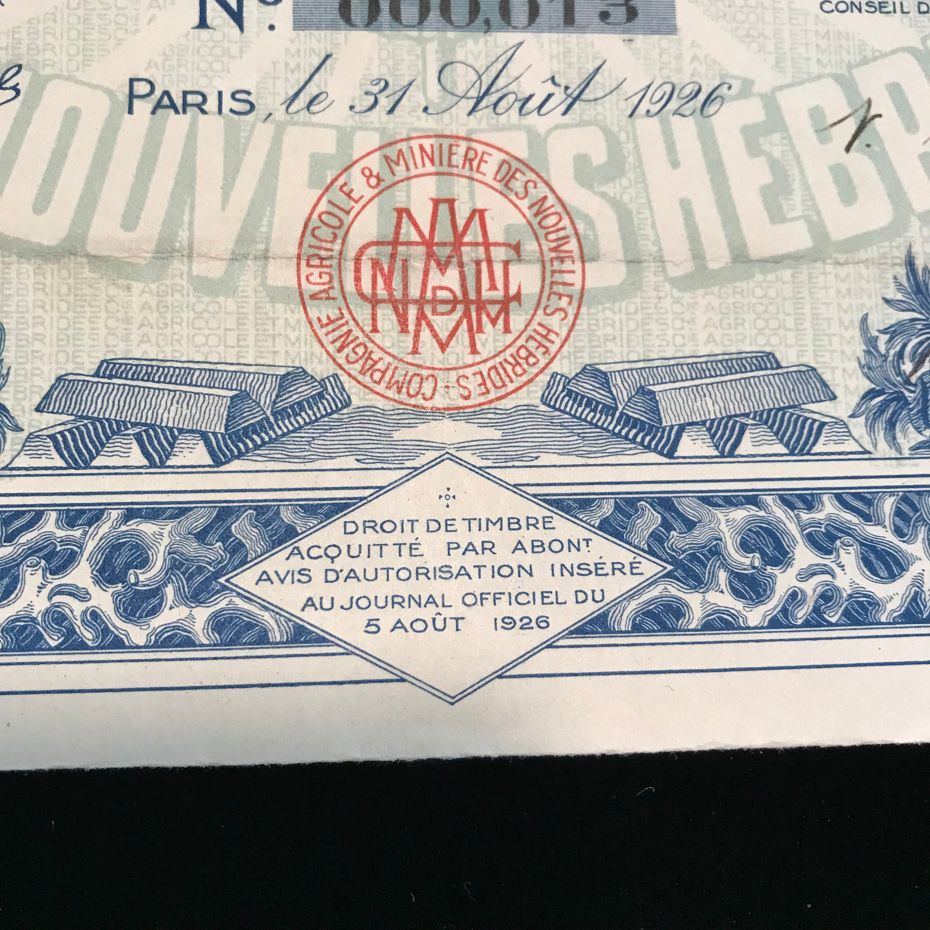 Antique French Mine Deed Lithograph Print, C.1926 (10.5x9) - Etsy