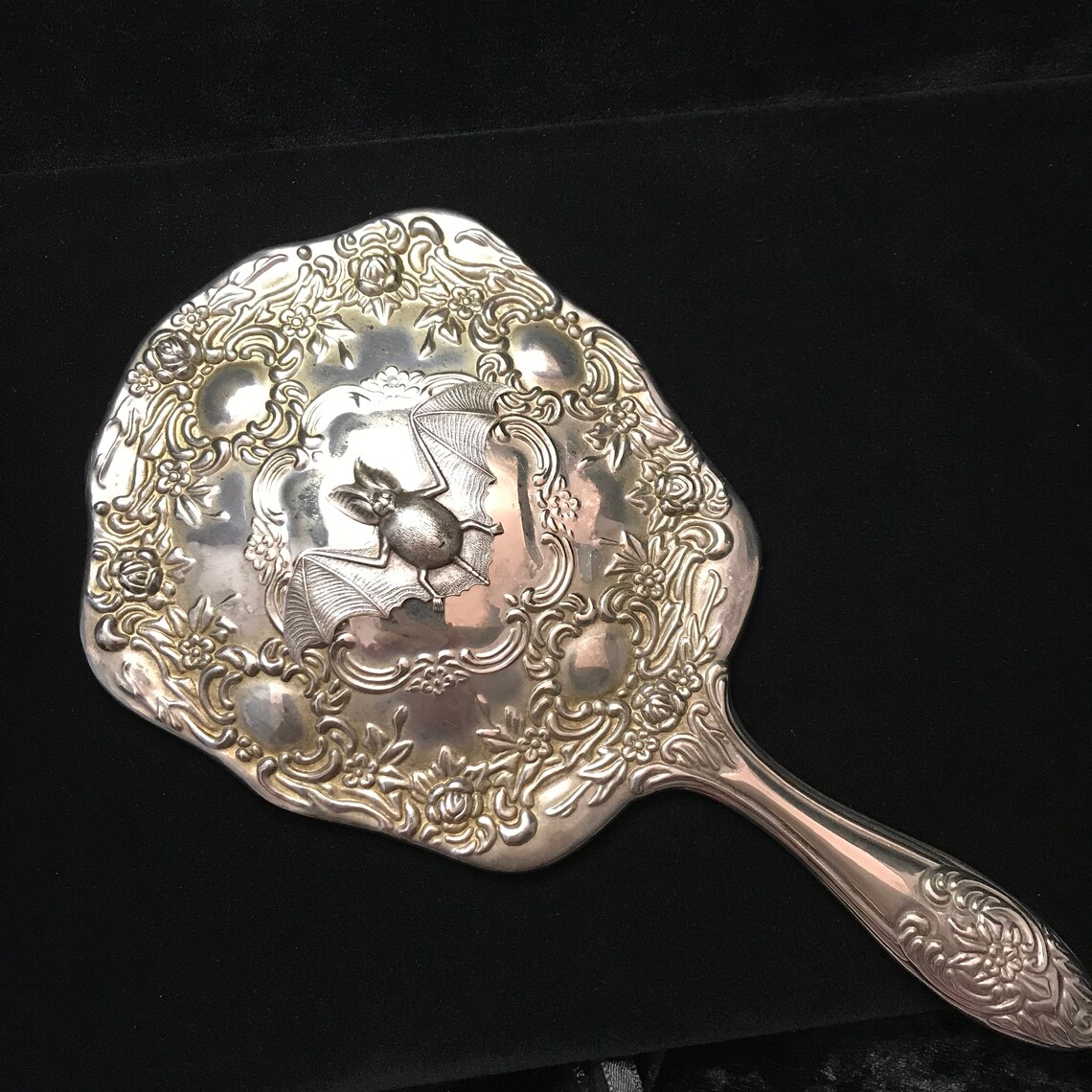 Silver Bat Hand Mirror//antiqued Silver Plated Bat Mirror//gothic ...