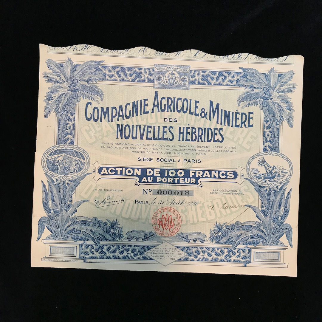 Antique Deed Print C.1926 // ORIGINAL Lithograph Print 10.5" X 9" //old ...