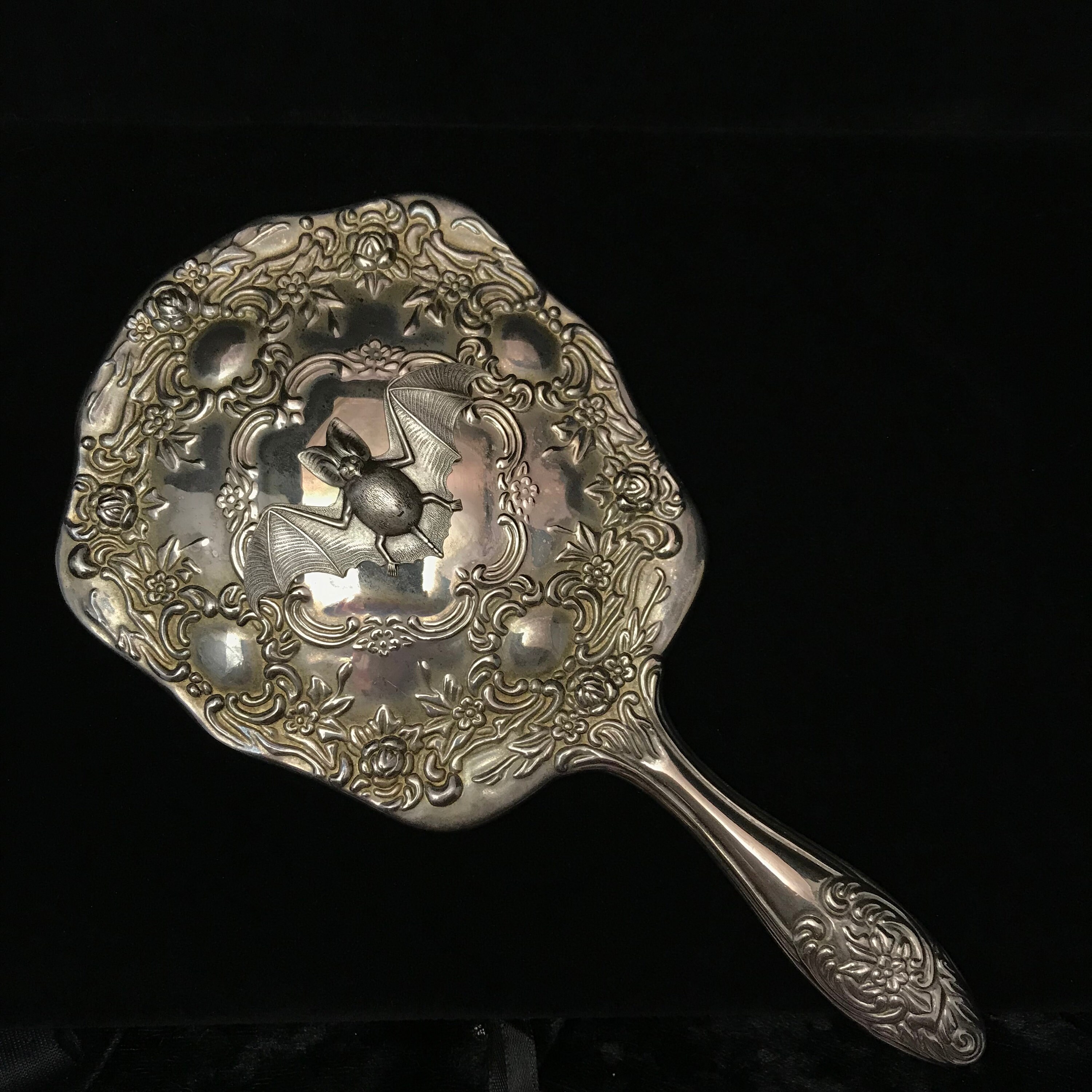 Silver Bat Hand Mirror//antiqued Silver Plated Bat Mirror//gothic ...