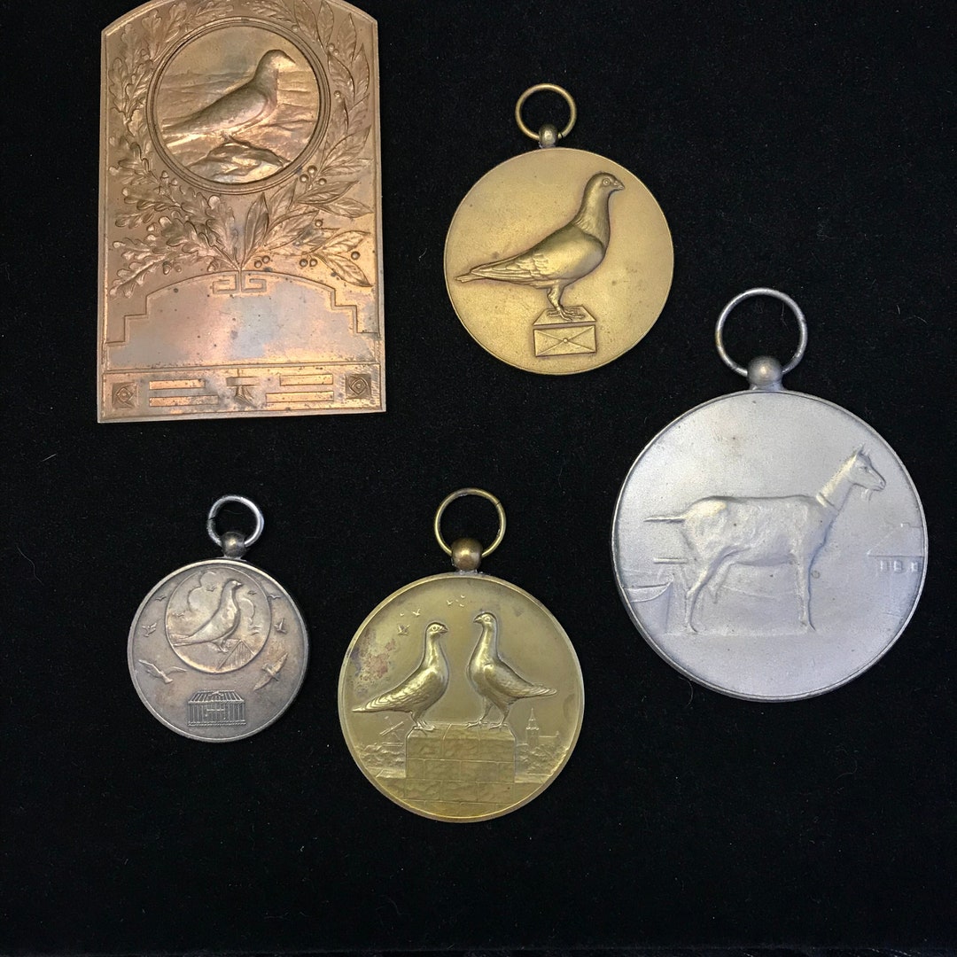 Collection of Five Antique Medals//anitique Pigeon Medals//vintage ...