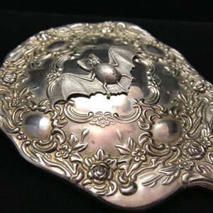 Silver Bat Hand Mirror//antiqued Silver Plated Bat Mirror//gothic ...