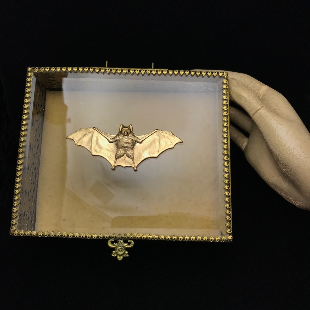 Gold Bat on Vintage Gold Filigree Box//gold Bat on Vintage Hollywood ...