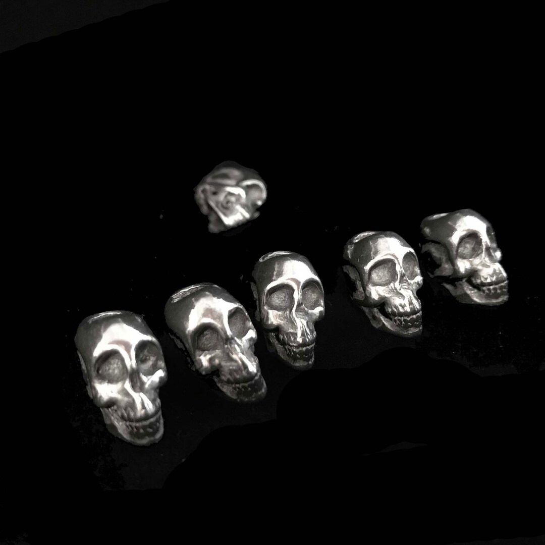 SIX Skull Beads//six Pewter Skull Beads//six Half-inch Skull Beads//six ...