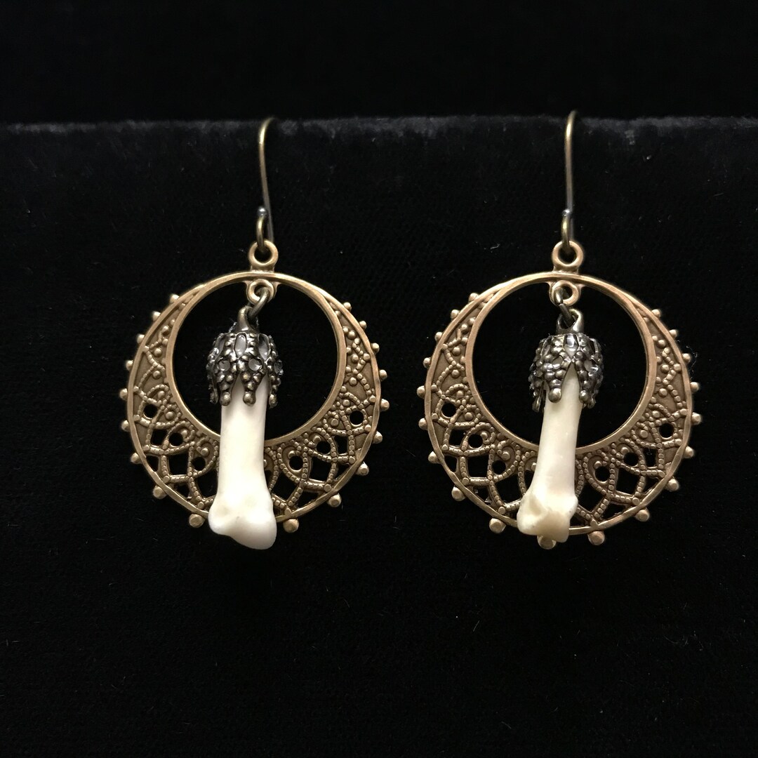 Coyote Toe Bone Earrings//gold Animal Bone Earrings//coyote Bone ...