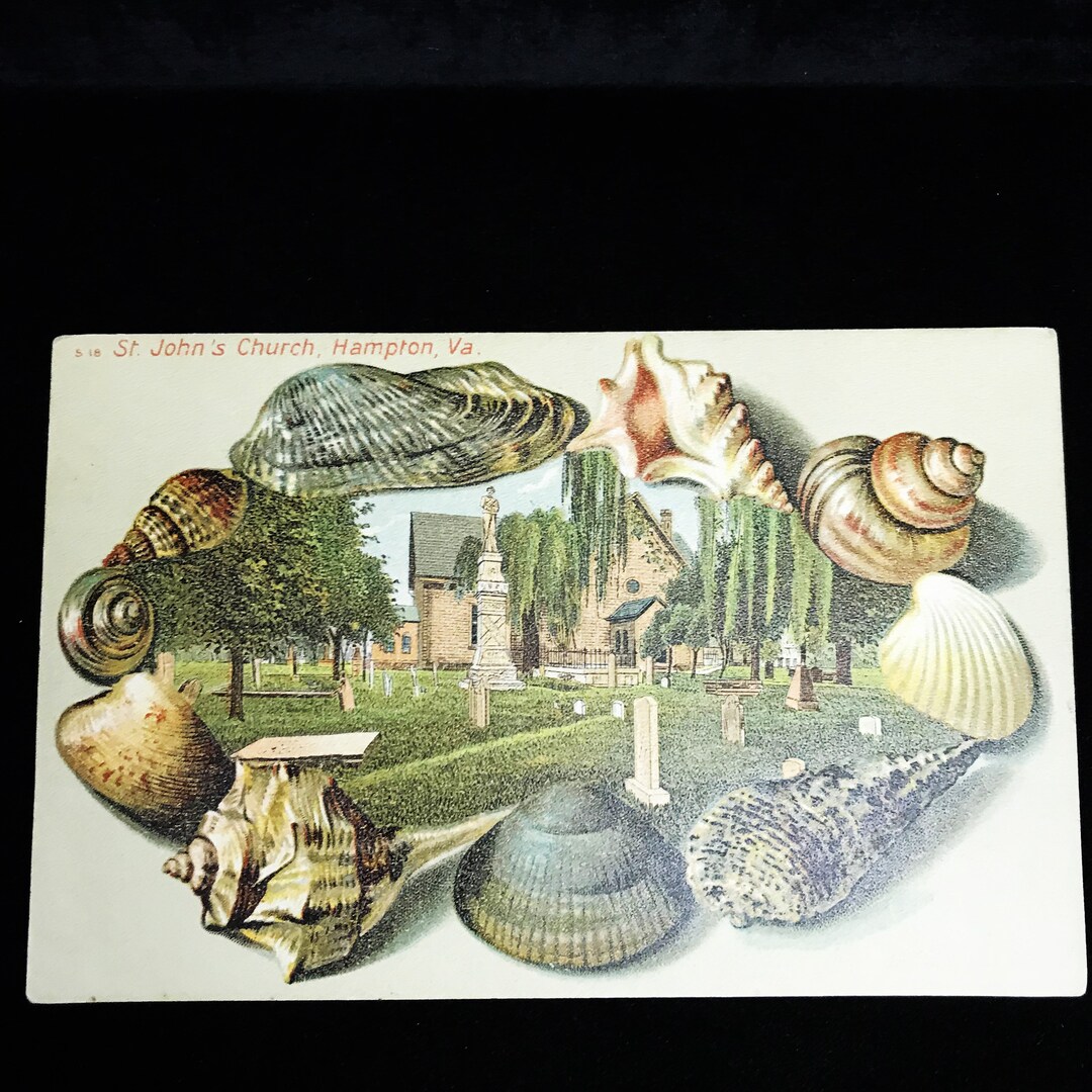 Vintage Shell Border Postcard//c.1908 Shell Border Postcard,cemetery ...