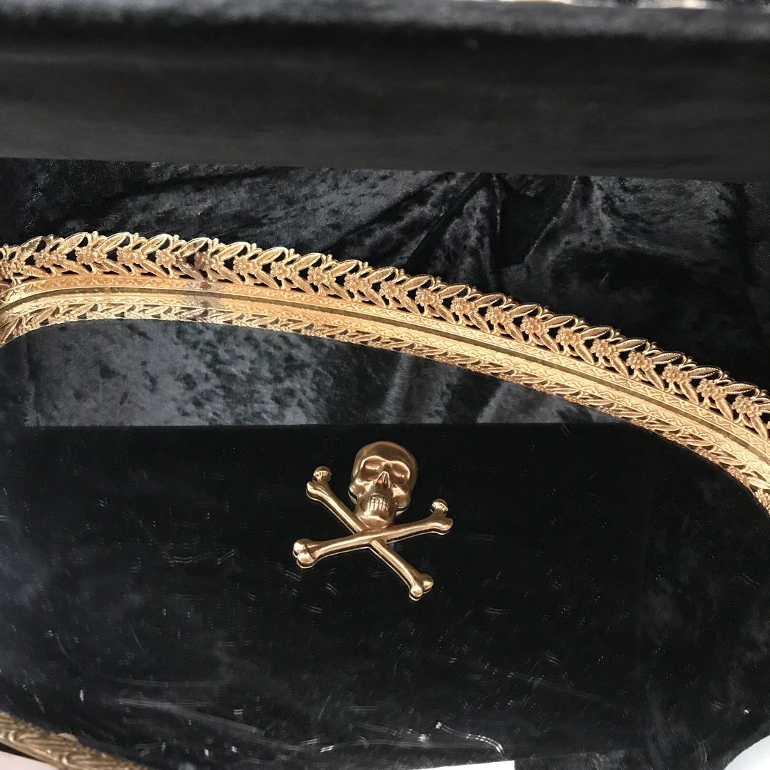 Skull on Vintage Mirror Vanity Tray//vintage Victorian Style Vanity ...