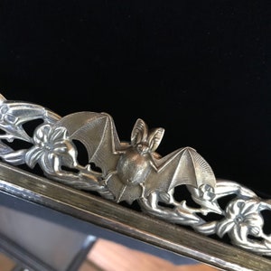 Bat on Long Vintage Mirror Vanity Tray//gold Brass Bat on Vintage ...