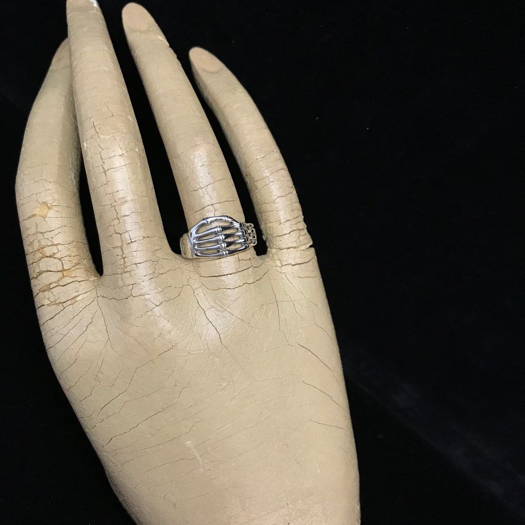 Sterling Silver Bones Ring//female Size Hide Ring//necromance Hide Ring ...