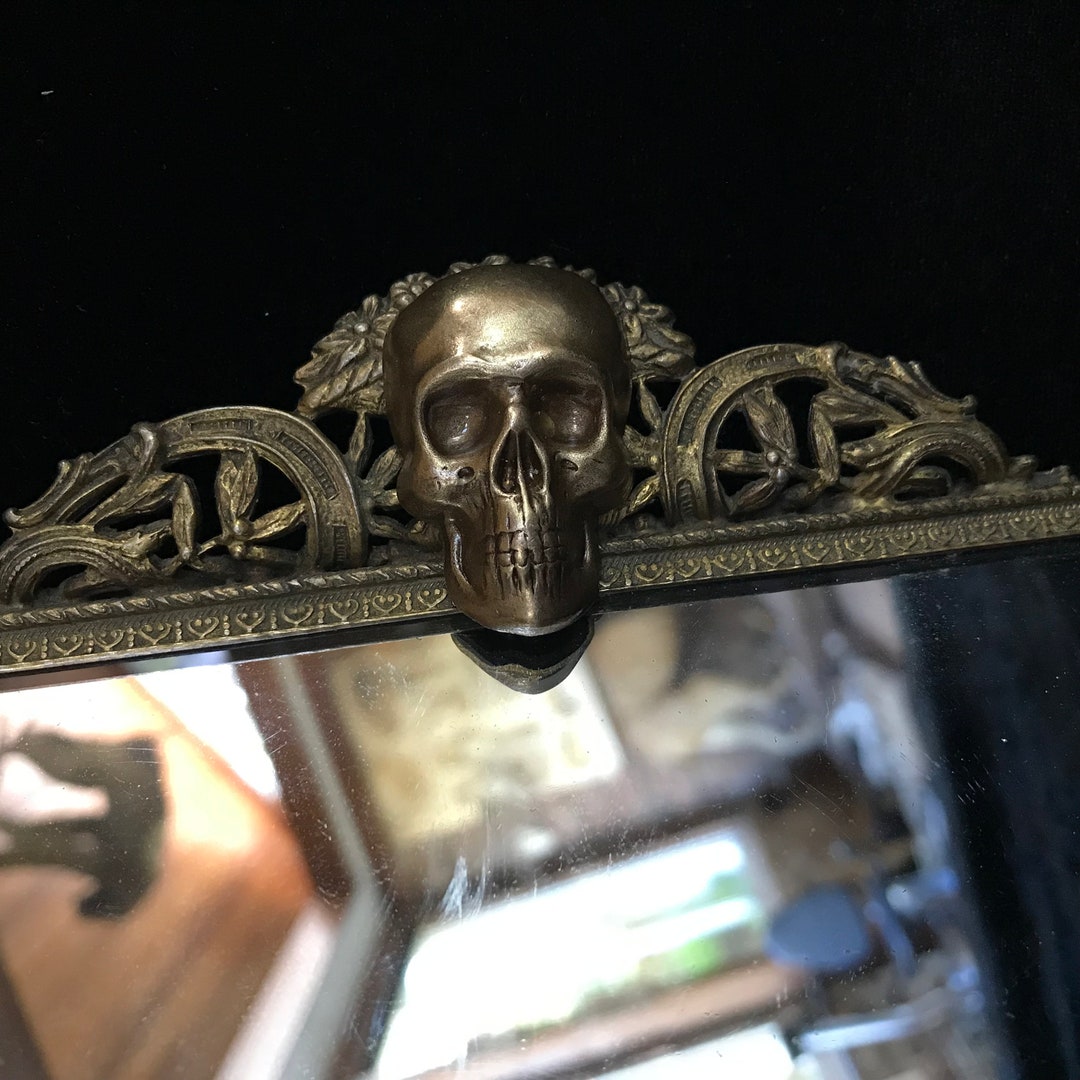 Skull Vanity Tray//antiqued Gold Skulls on Vintage Victorian - Etsy