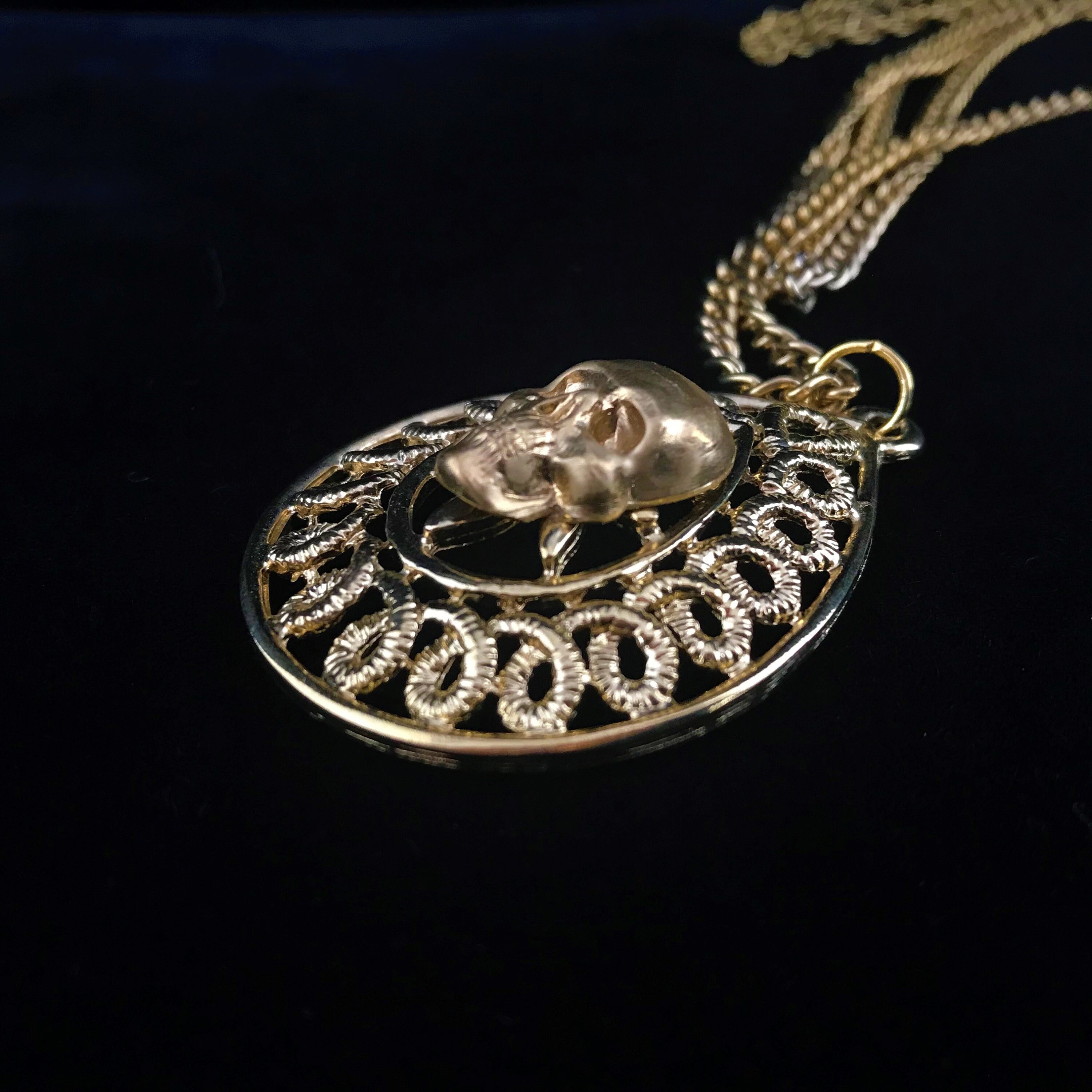 Gold Skull on Vintage Gold Multi-chain Necklace//bright Gold - Etsy