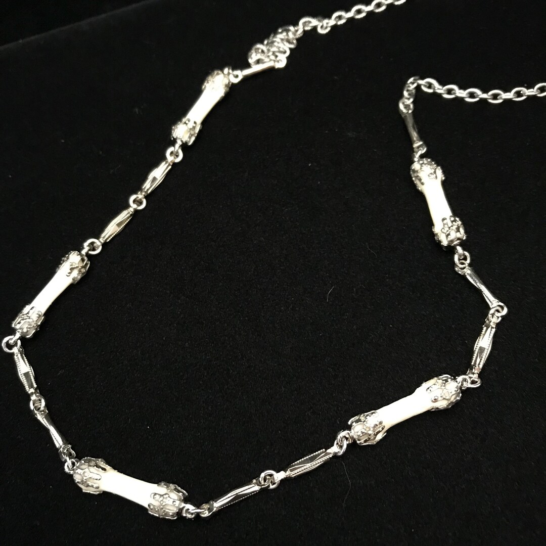 Delicate Real Bone Necklace 20 Inches//coyote Toe Bones With Vintage ...