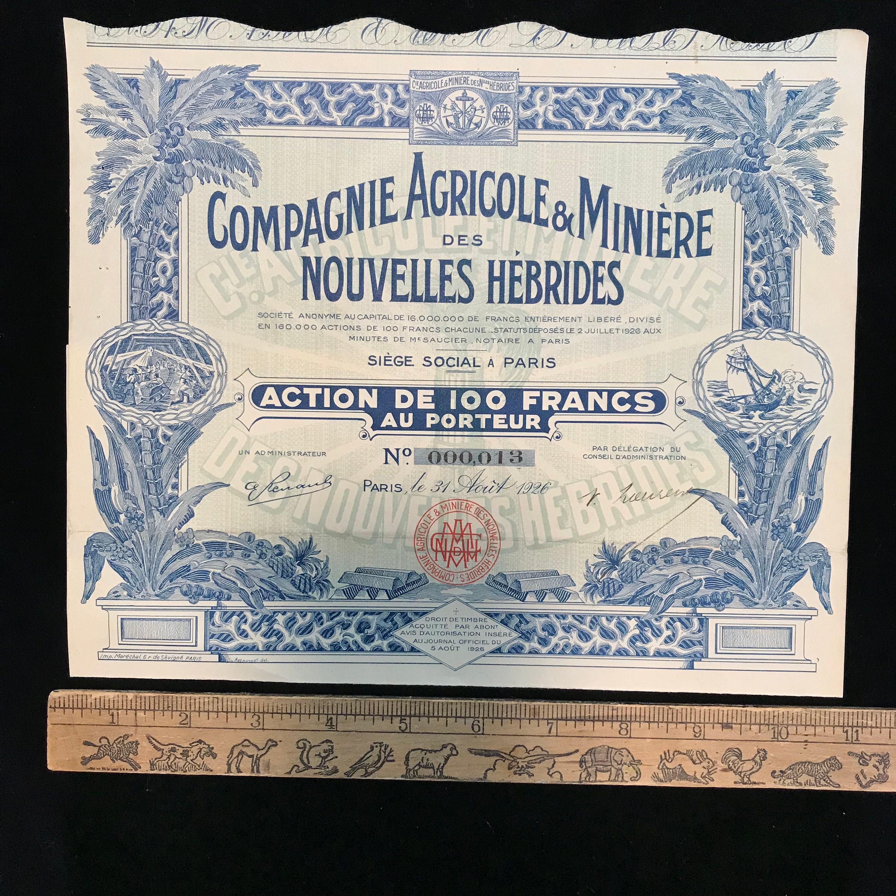 Antique French Mine Deed Lithograph Print, C.1926 (10.5x9) - Etsy