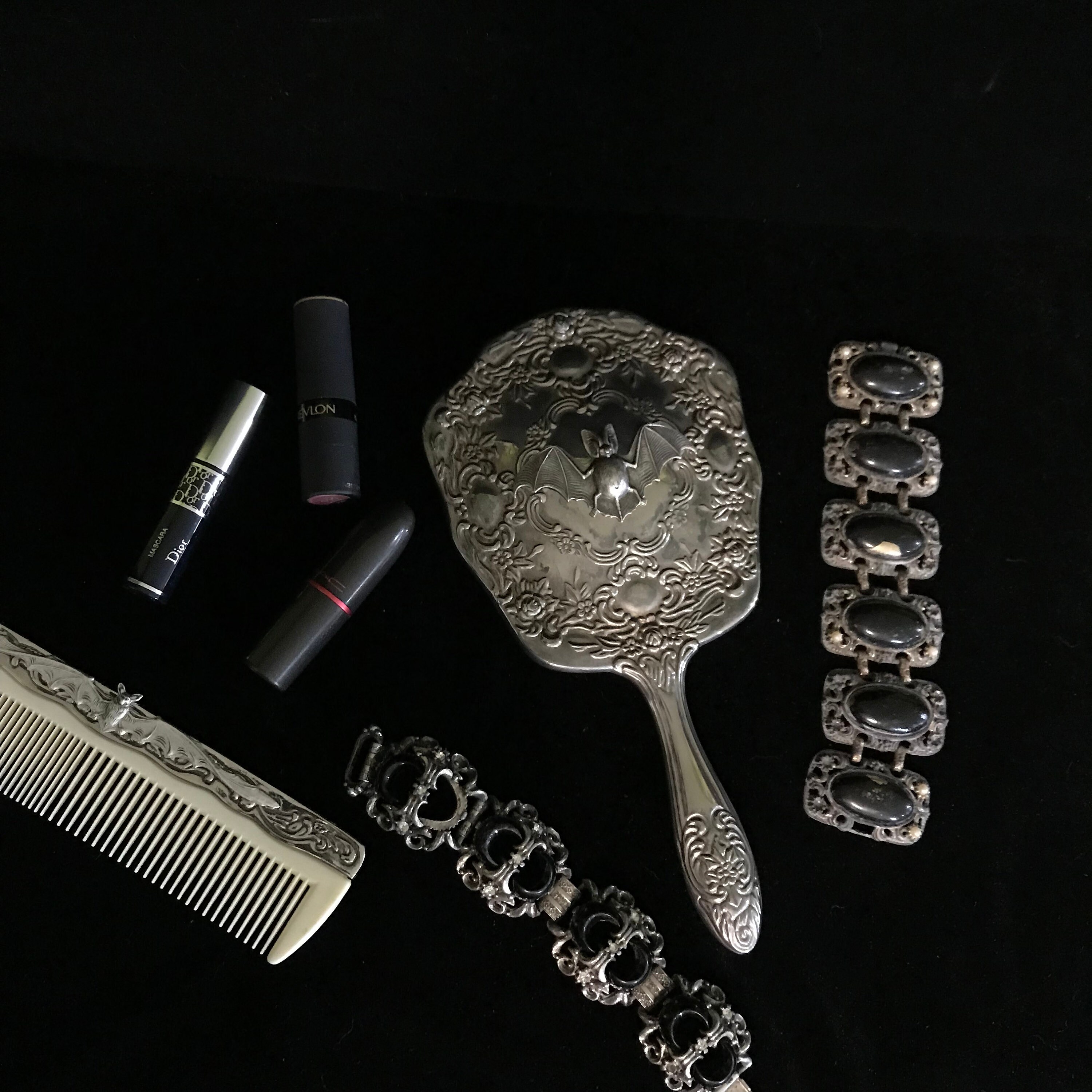 Silver Bat Hand Mirror//antiqued Silver Plated Bat Mirror//gothic ...