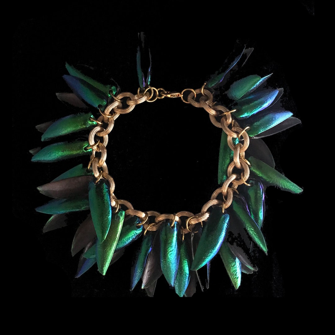 Real Beetle Bracelet//iridescent Green Beetle Elytra Bracelet//insect ...